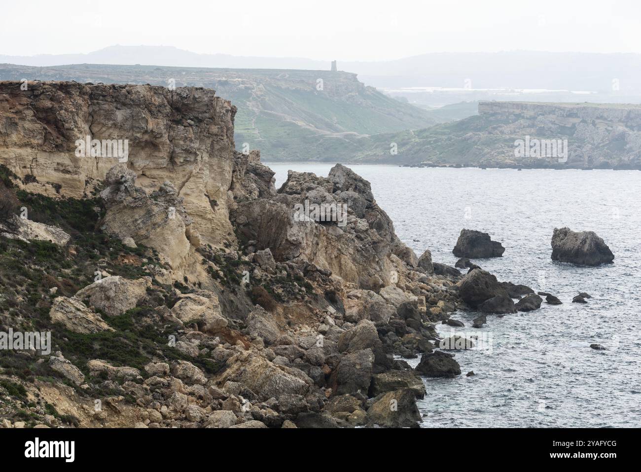 The rocks at the coastal line of Manikata and the Mediterranean sea ...
