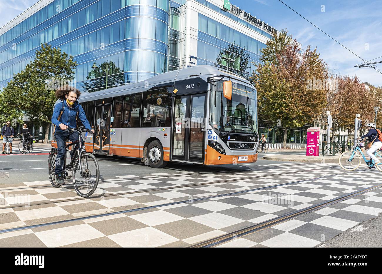 Cycling road bus rail tram hi-res stock photography and images - Alamy