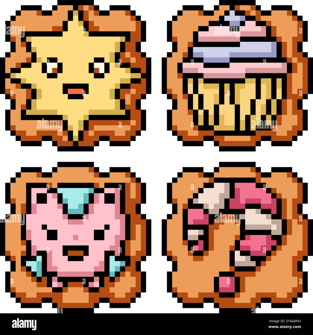 pixel art of cartoon cooky snack isolated background Stock Vector Image ...