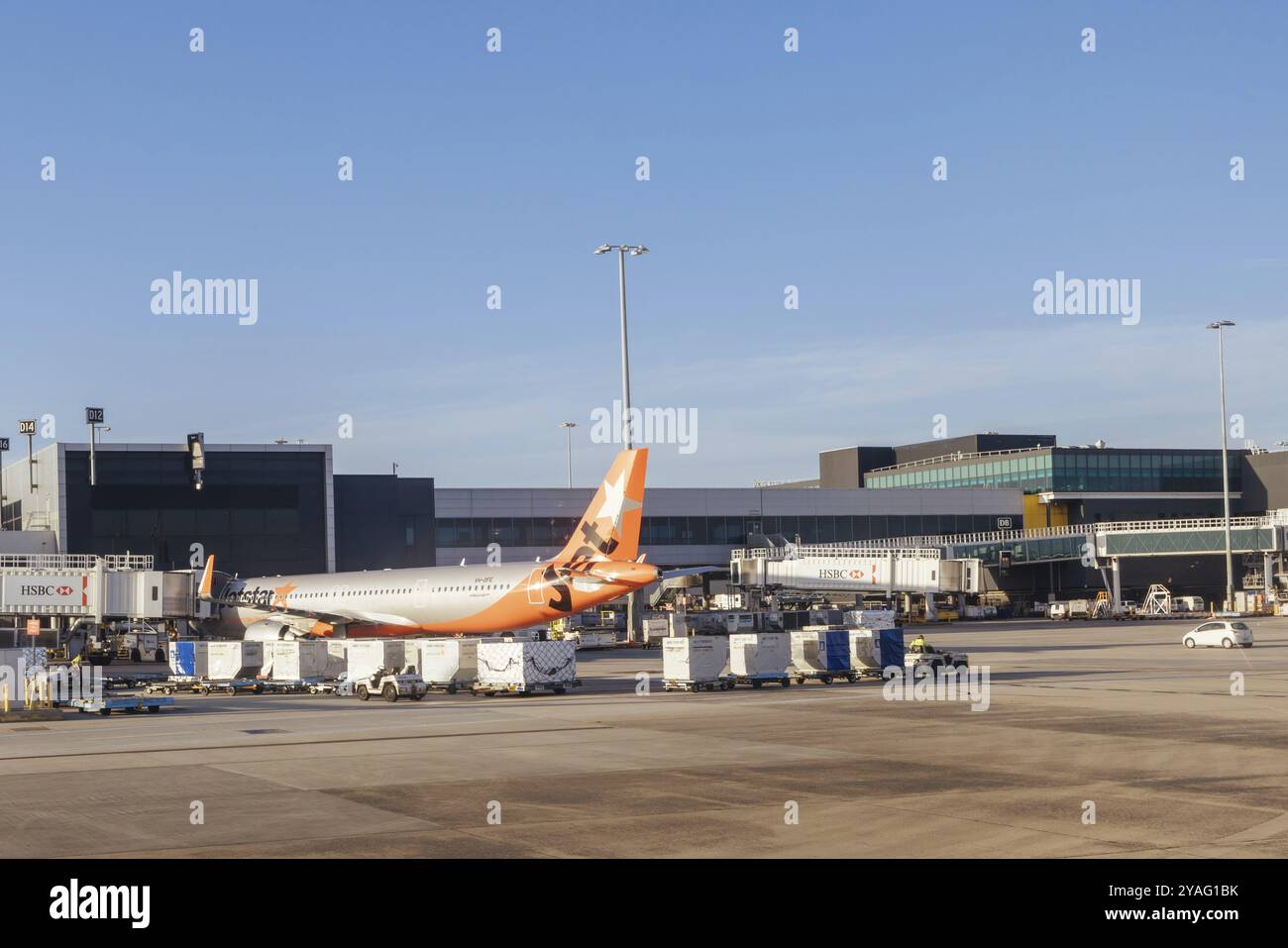 Melbourne, Australia, March 03 2023: Jetstar aircraft at boarding gates ...