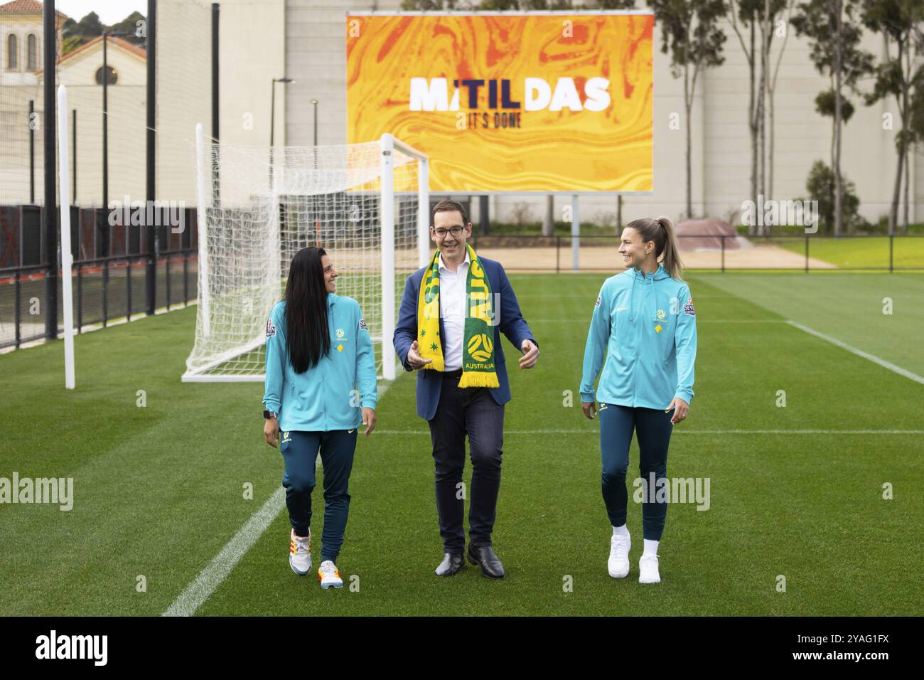 MELBOURNE, AUSTRALIA, JULY 03: Matildas Alex Chidiac, Steph Catley with ...