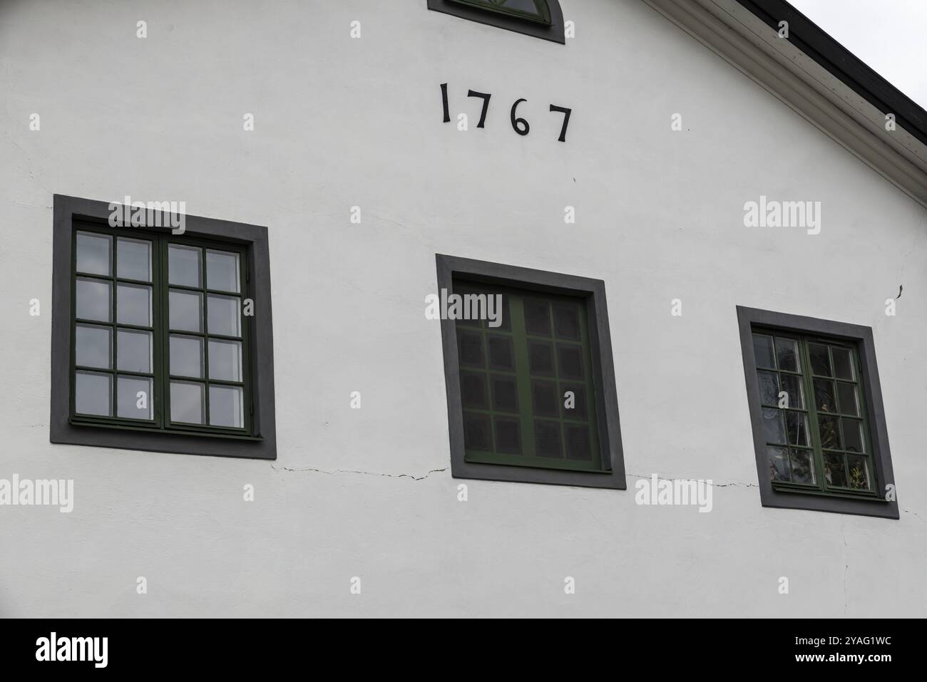 Forsmark, Osthammar Sweden, 07 31 2019- facade and wooden windows of a ...