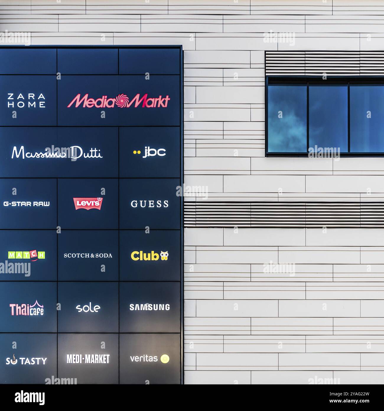 Brand names and logo of retail fashion and consumer goods, Brussels ...