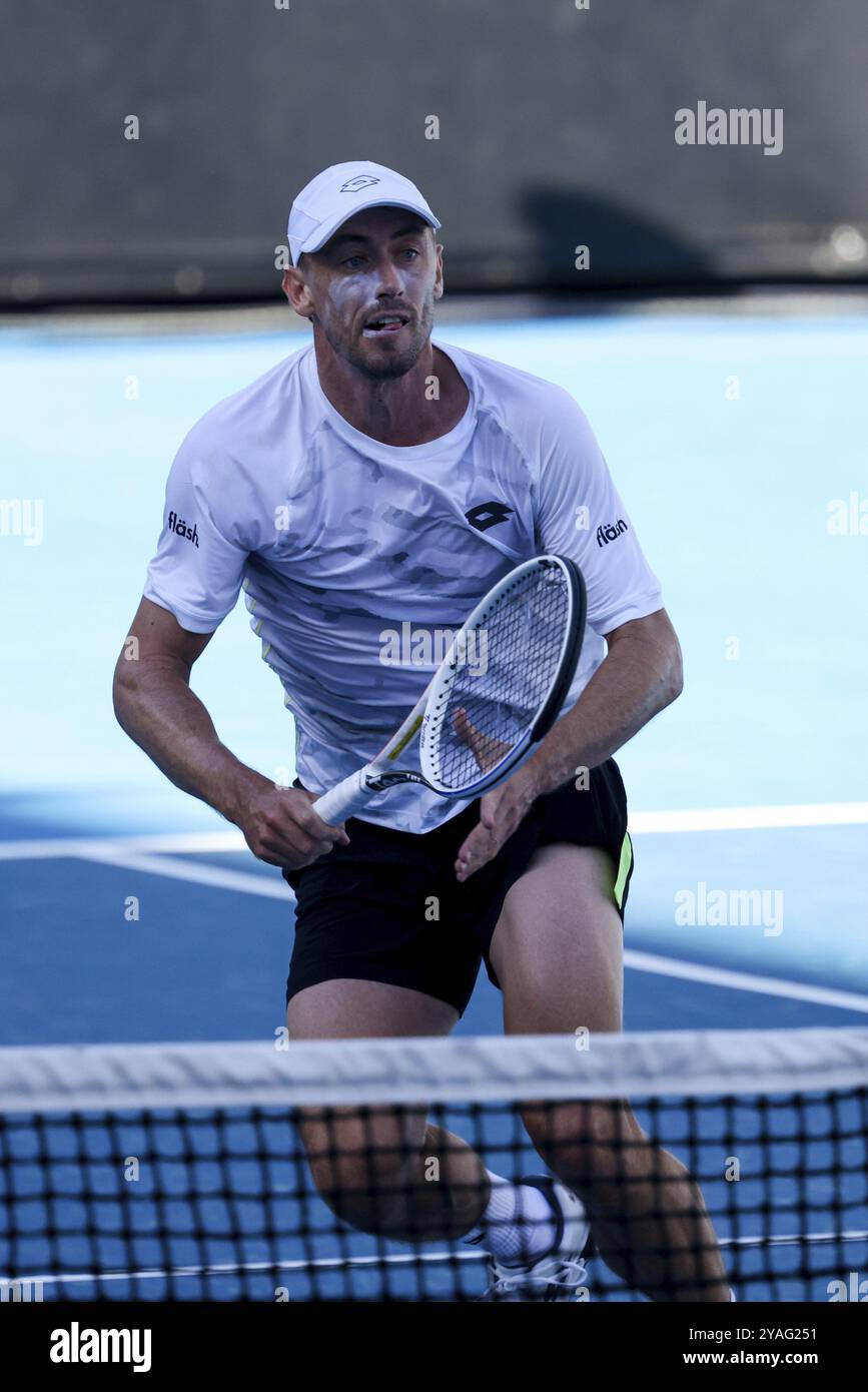 MELBOURNE, AUSTRALIA, JANUARY 11: John Millman of Australia whilst ...