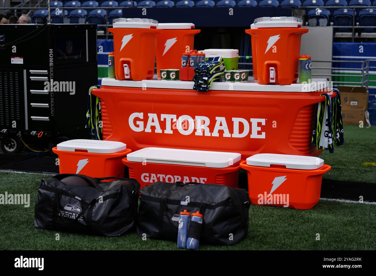 Gatorade containers before an NFL football game between the San ...