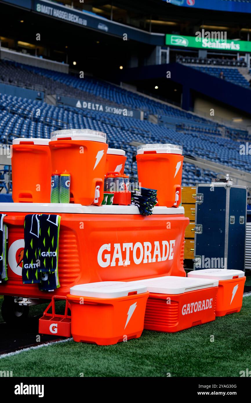 Gatorade containers before an NFL football game between the San ...