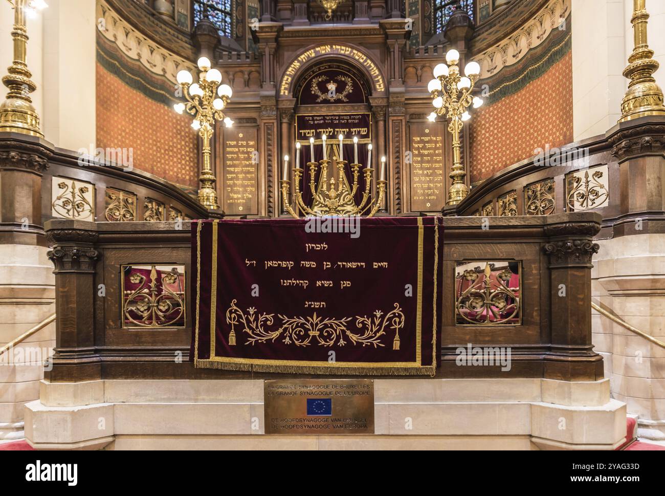 Belgium, 02 16 2019: Interior design of the Jewish Great Synagogue of ...