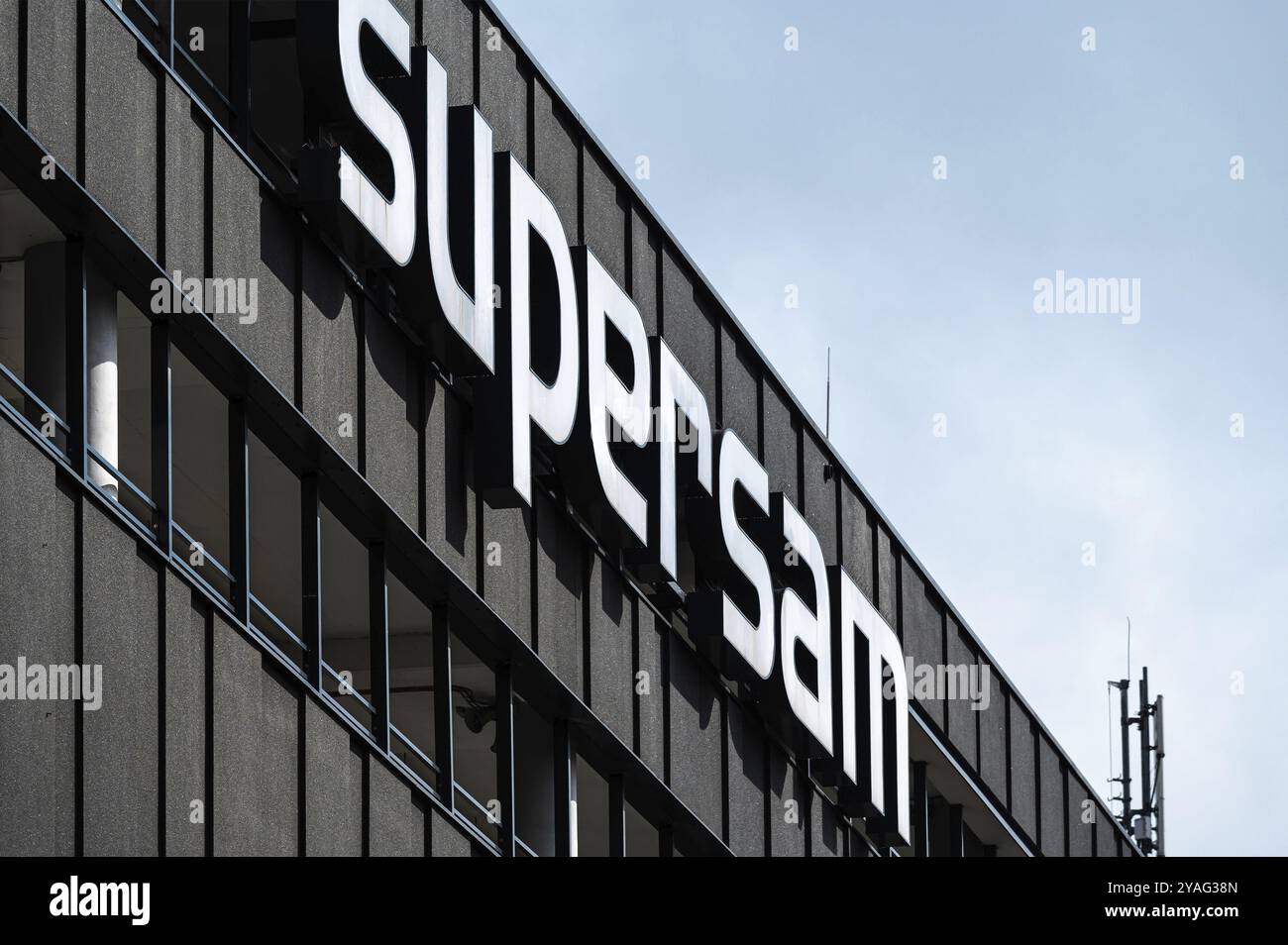 Katowice, Silesian, Poland, March 24, 2024, Logo of the Supersam ...