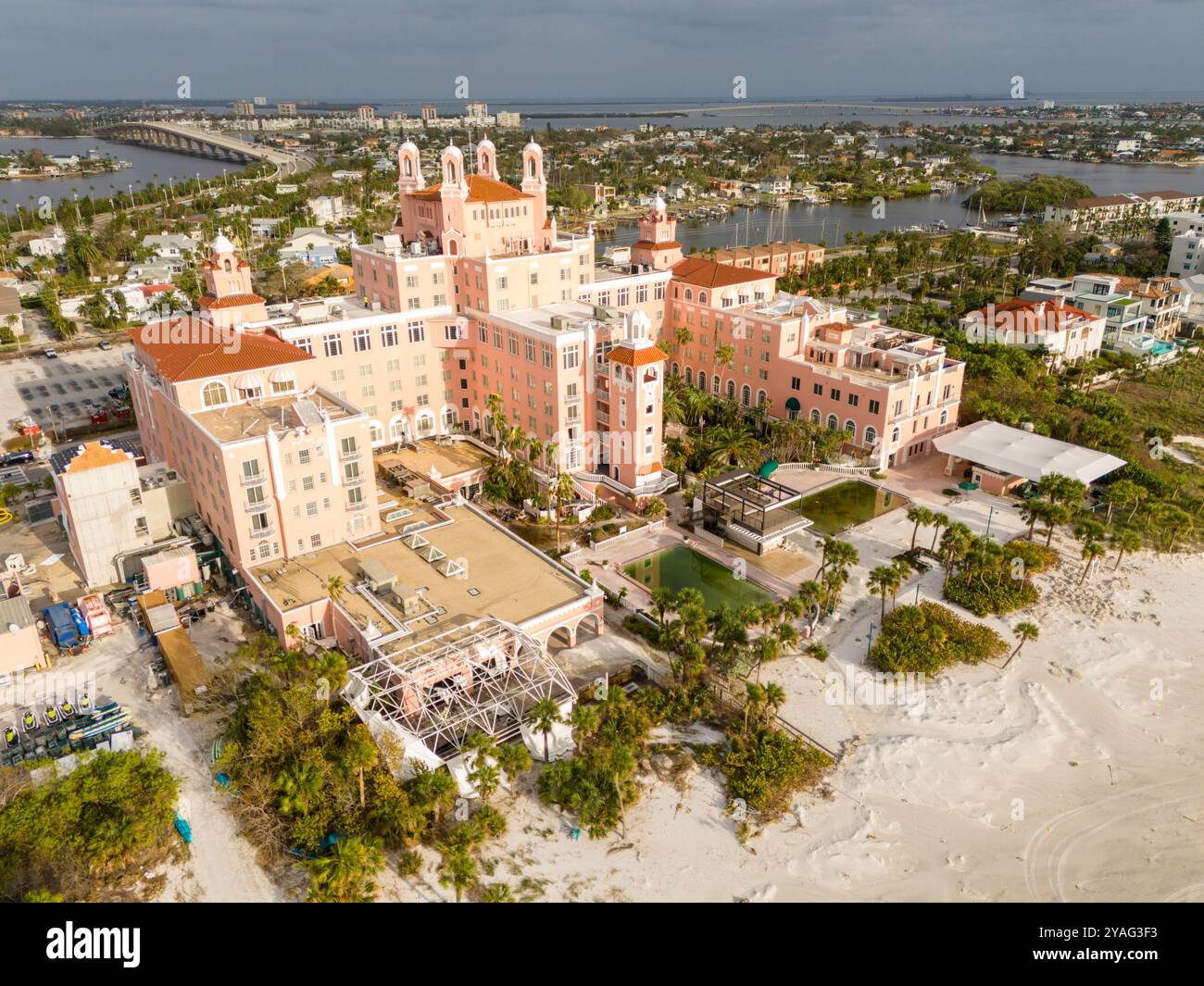 St Petersburg, FL, USA - October 11, 2024: Aerial photo The Don CeSar ...