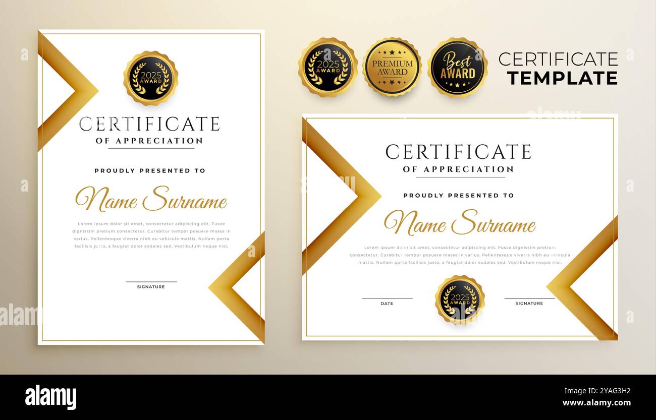 premium certificate of academic achievement background in set vector ...