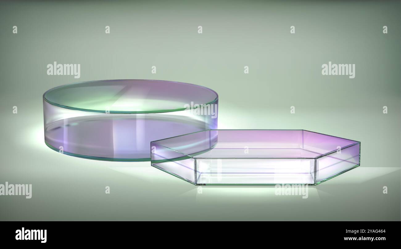 Geometric glass podiums isolated on background. Vector realistic ...