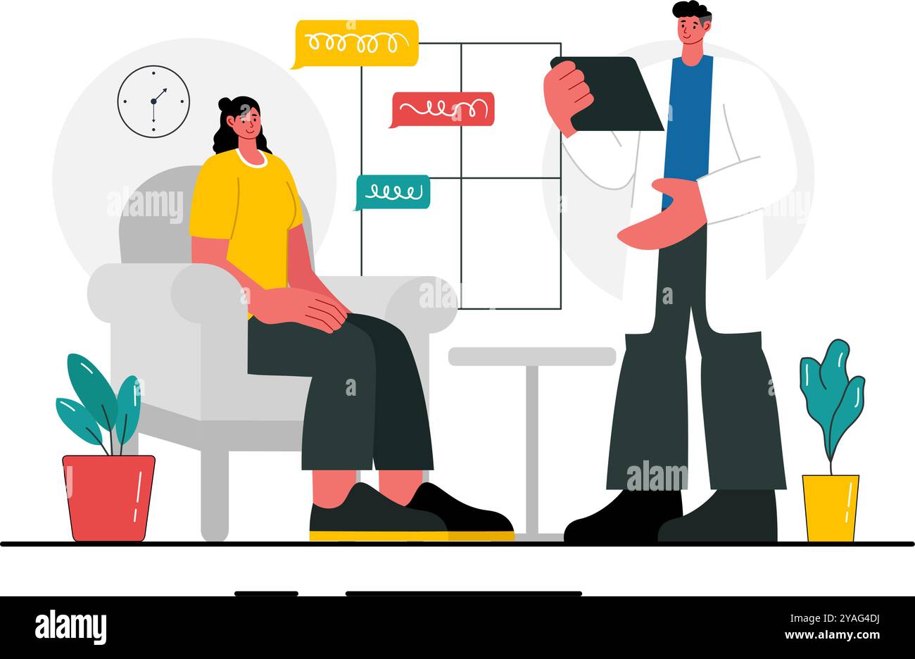 Speech Therapy Vector Illustration featuring a Therapist Teaching Basic ...