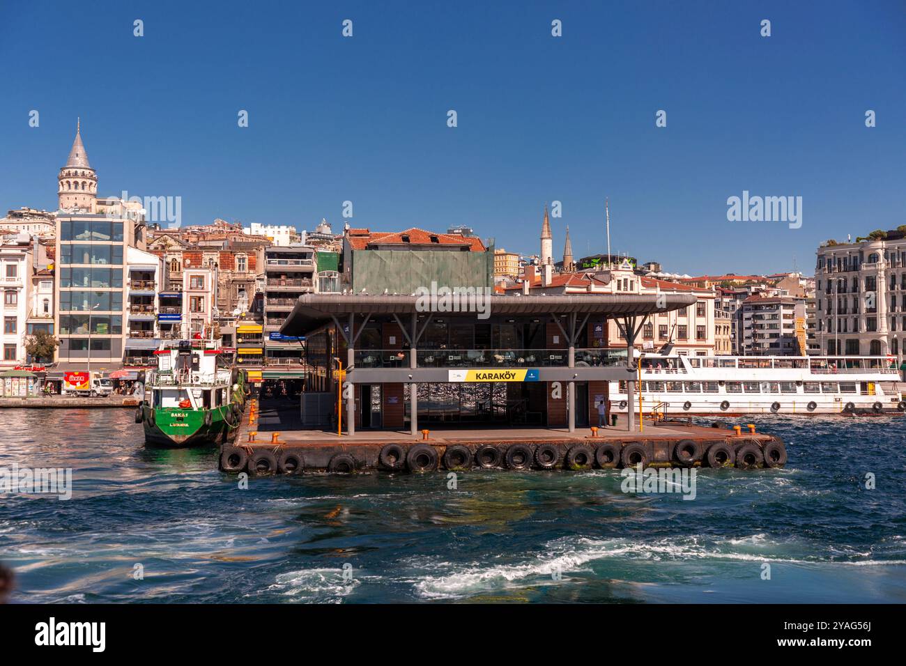 Istanbul, Turkiye - OCT 8, 2024: Karakoy ferry dock alond the Bosphorus ...
