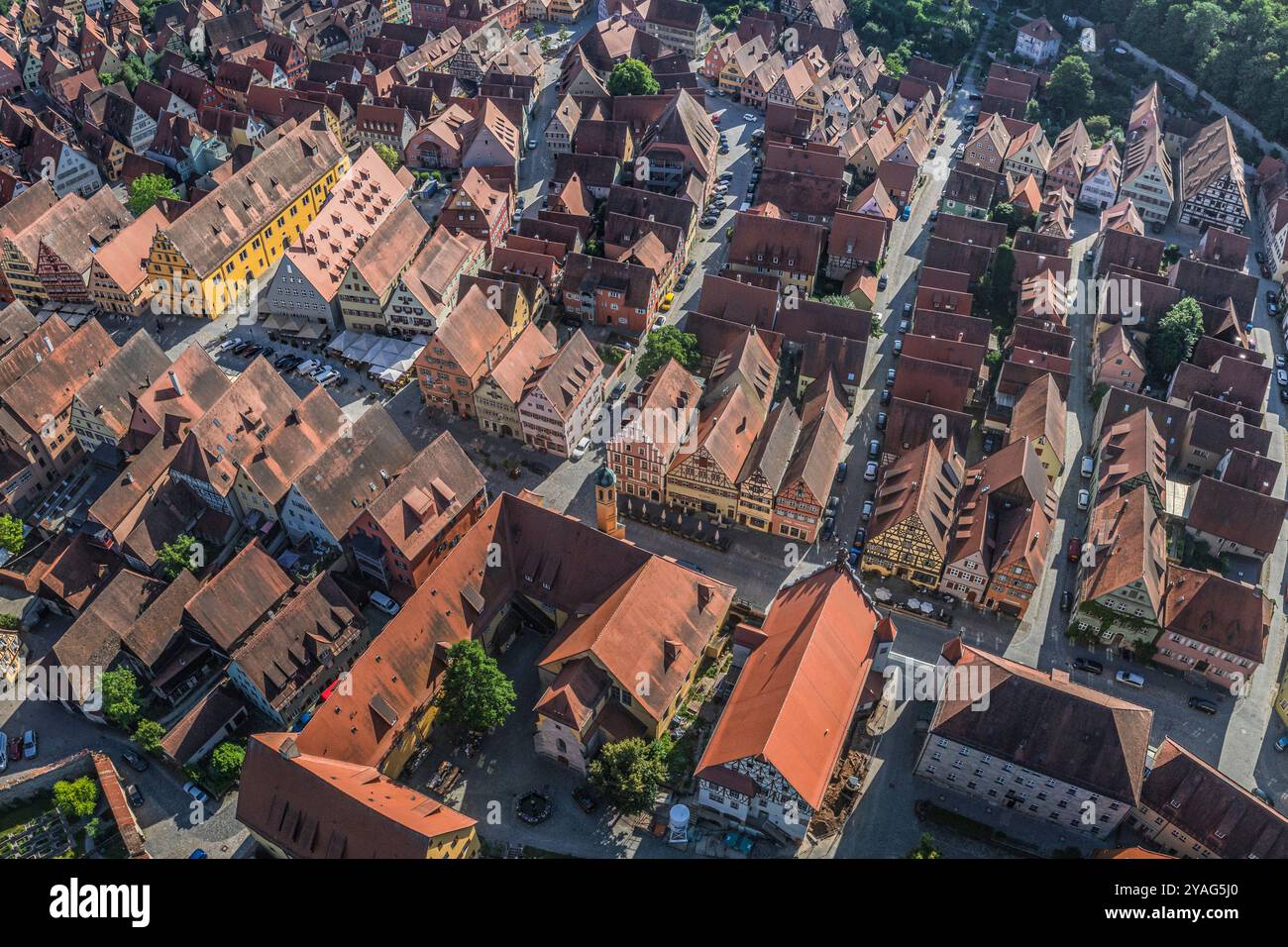 Aerial view of Dinkelsbühl in Middle Franconia, view of one of the most ...