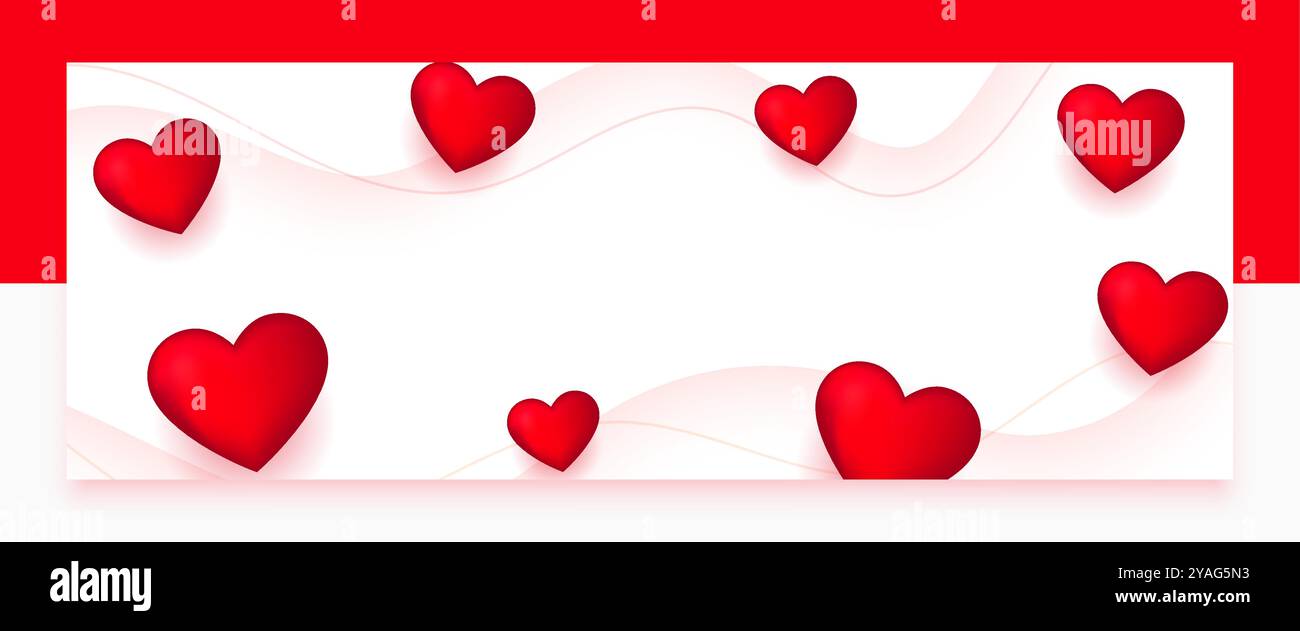 cute floating love heart greeting banner for valentines day celebration ...