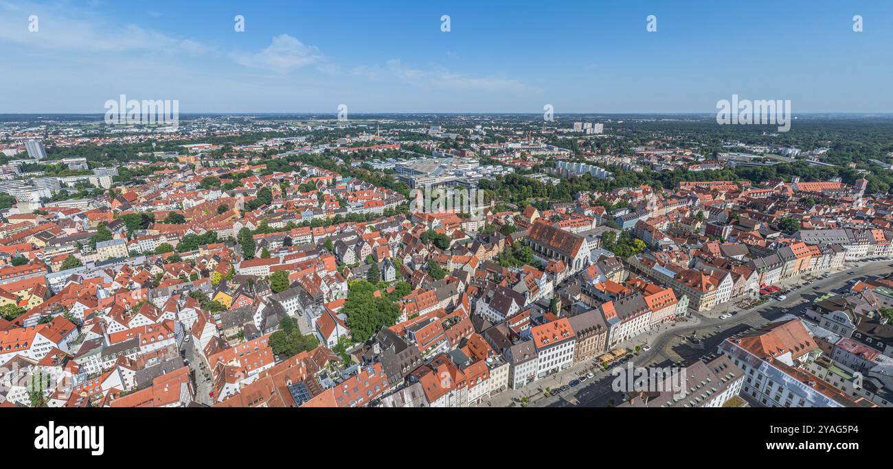 Aerial view of the city center of the Swabian district capital Augsburg ...