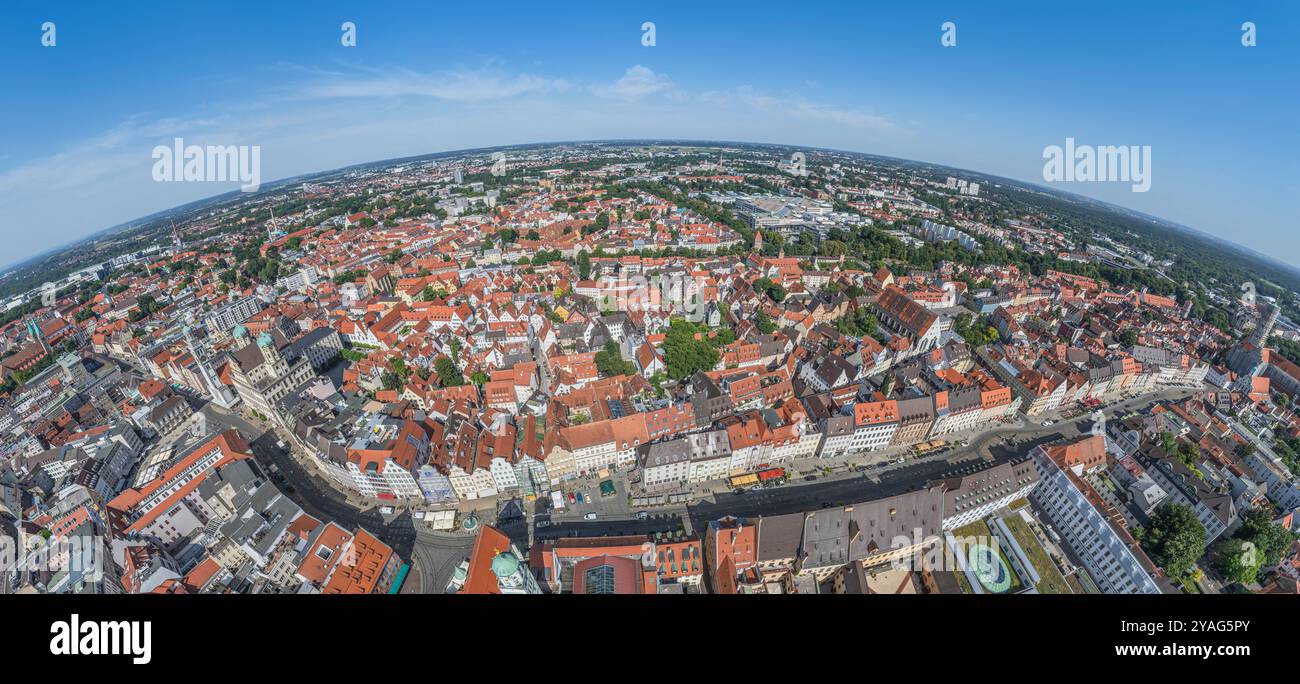 Aerial view of the city center of the Swabian district capital Augsburg ...
