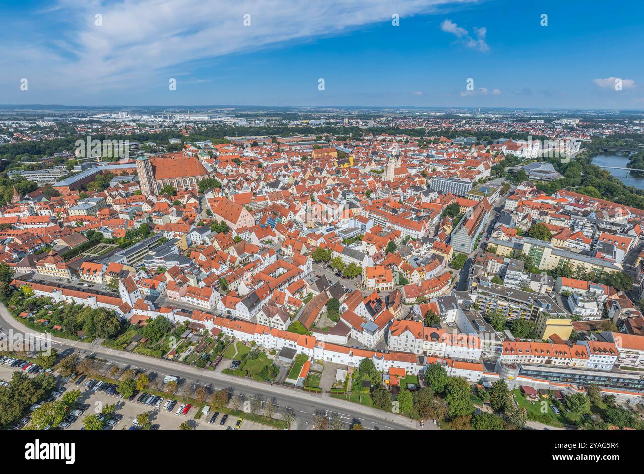 Aerial view of the Bavarian city of Ingolstadt on the Danube Stock ...