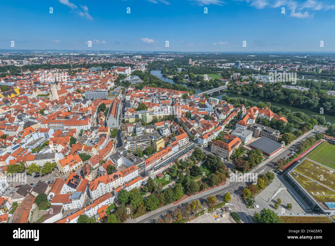 Aerial view of the Bavarian city of Ingolstadt on the Danube Stock ...