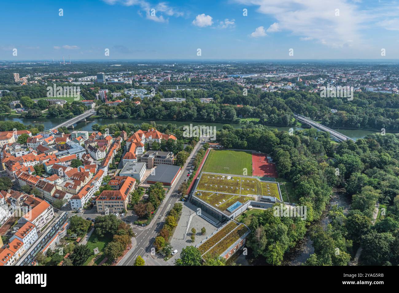 Aerial view of the Bavarian city of Ingolstadt on the Danube Stock ...