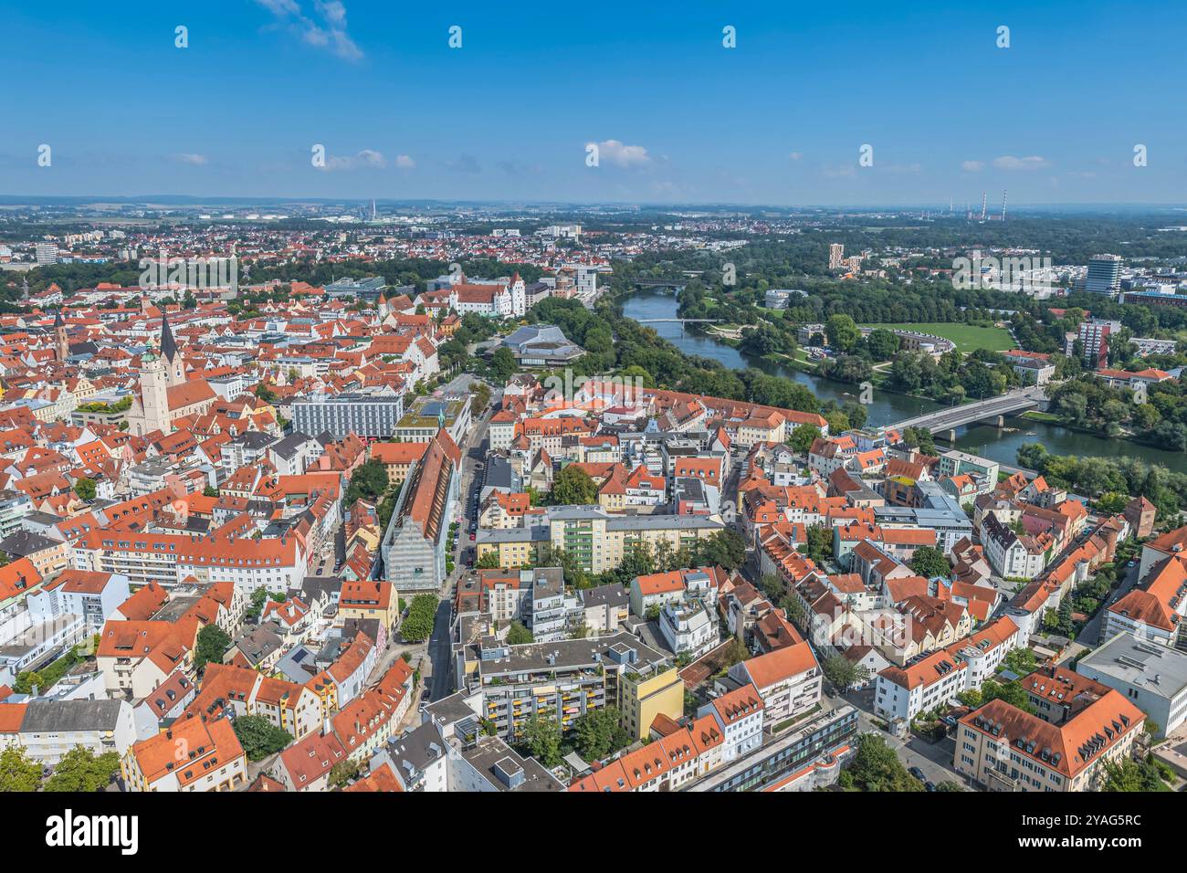Aerial view of the Bavarian city of Ingolstadt on the Danube Stock ...
