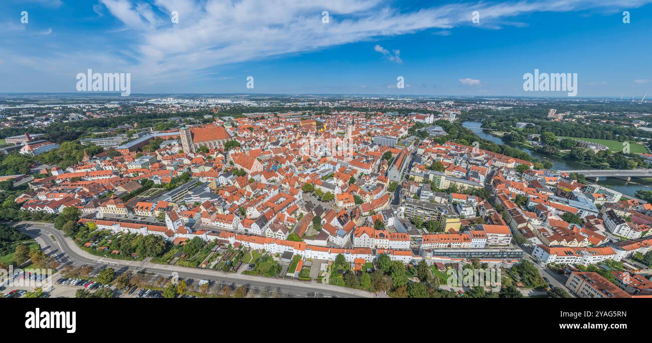 Aerial view of the Bavarian city of Ingolstadt on the Danube Stock ...
