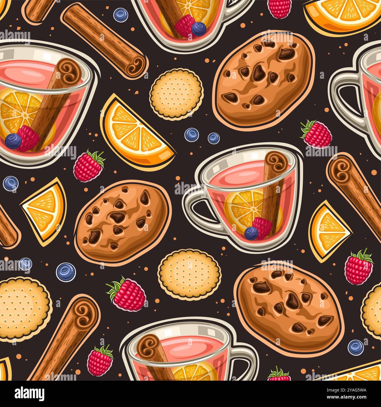 Vector Fruit Tea seamless pattern, decorative background with cut out ...