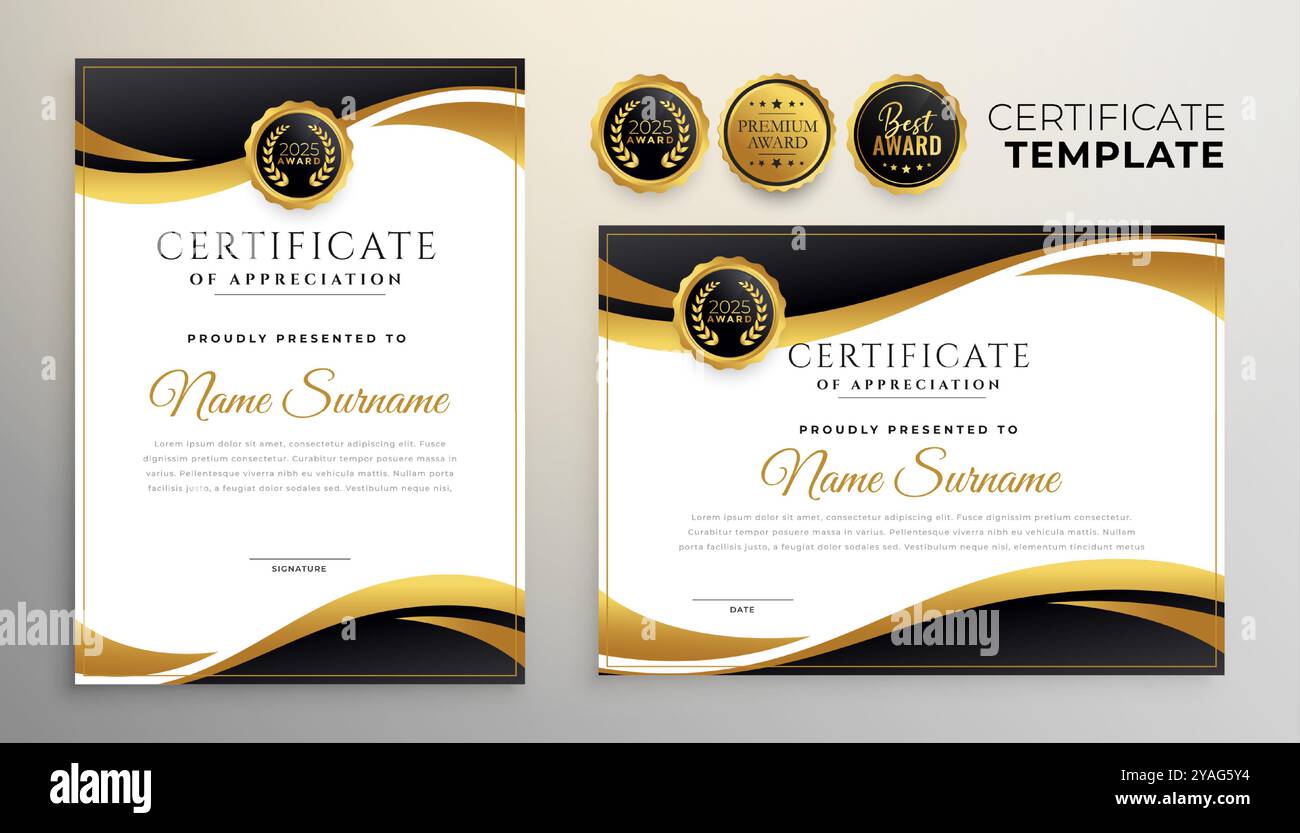 black and golden certificate of appreciation template for university ...
