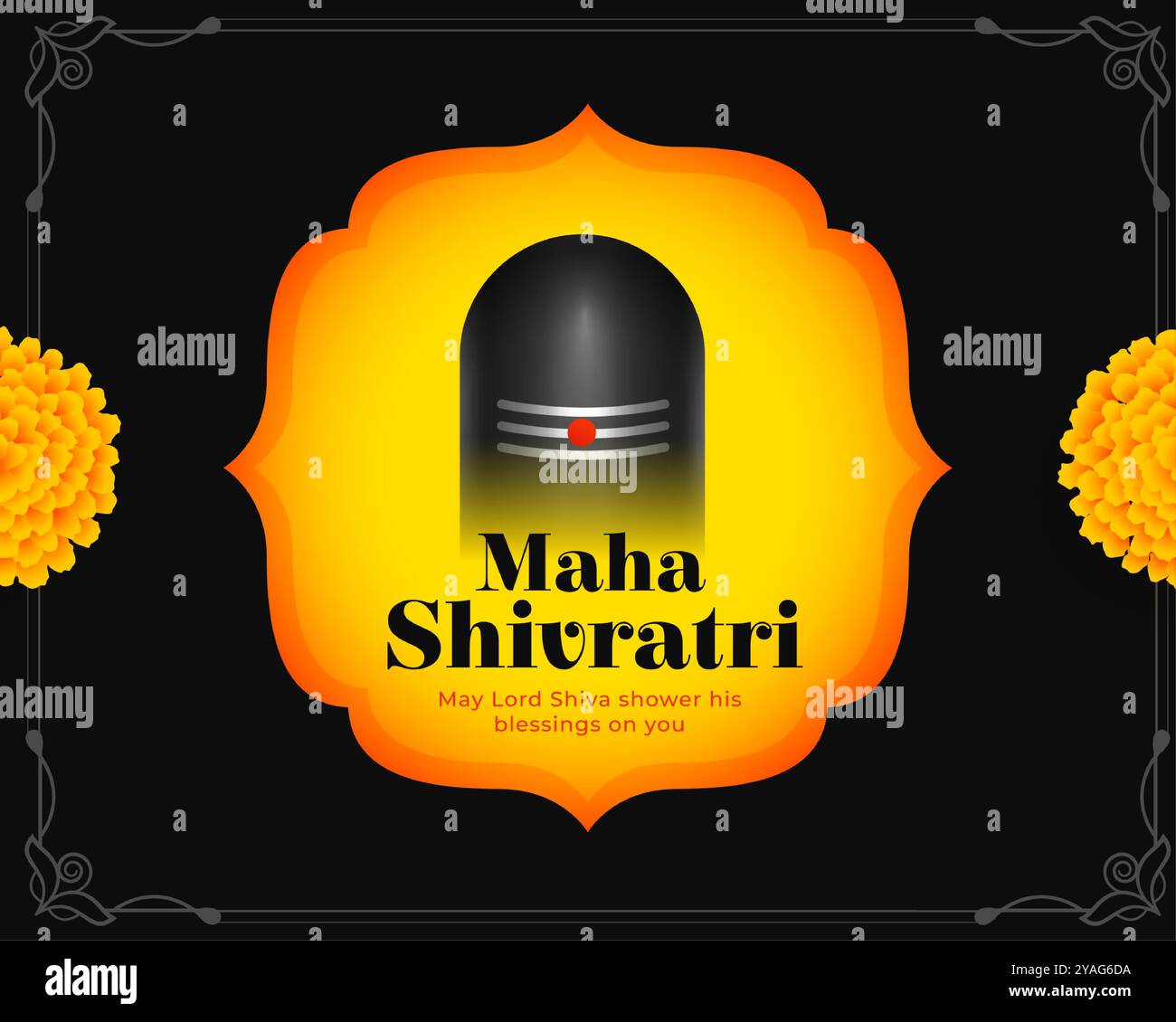 traditional maha shivratri religious background with floral decor ...