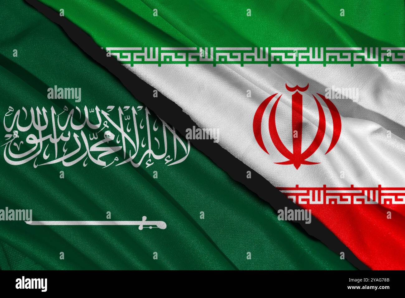 ARABIAN flag illustration combines IRAN flag, satin texture waving ...