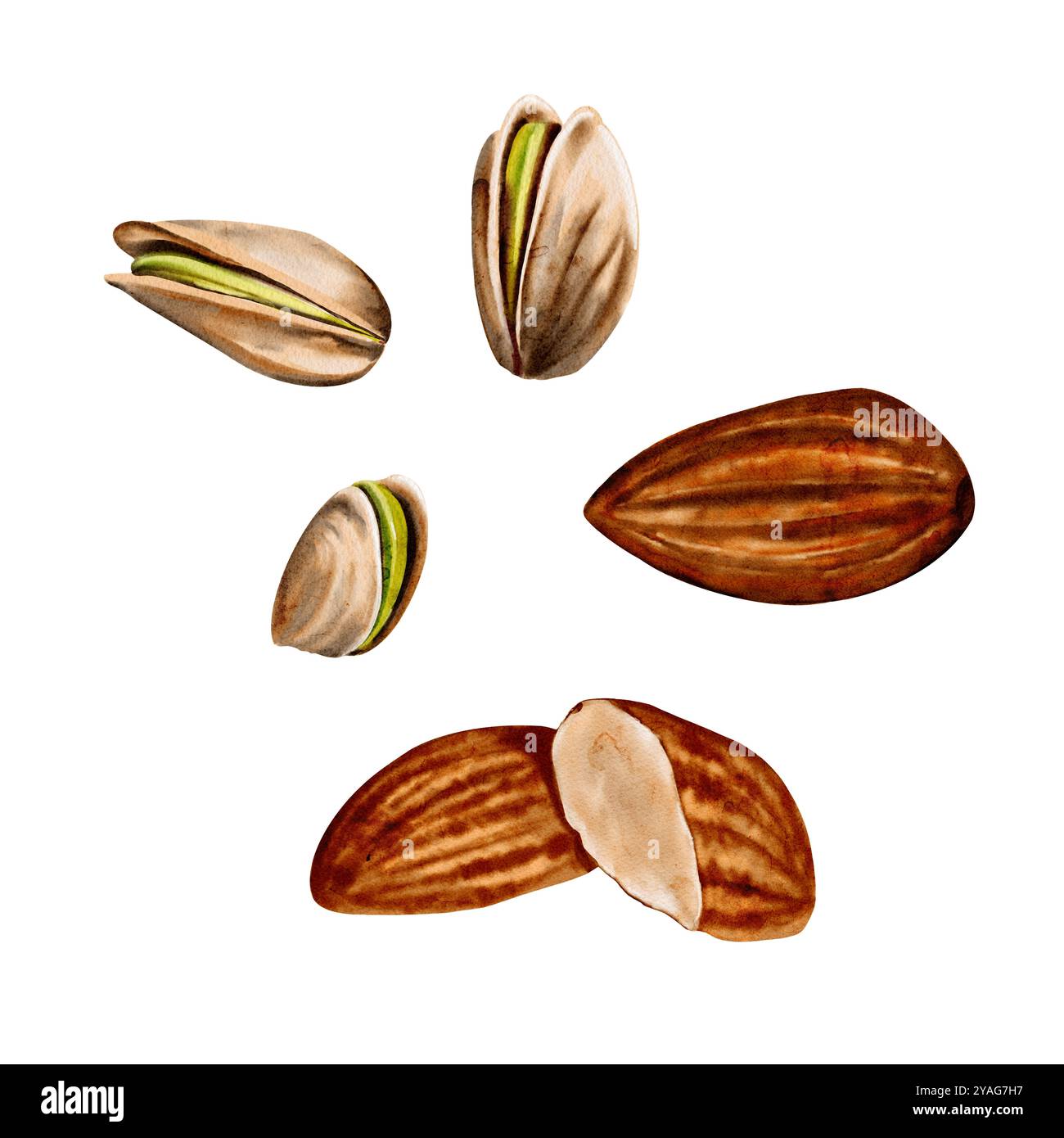 Set of nuts. Almonds and pistachios. natural, natural colors ...