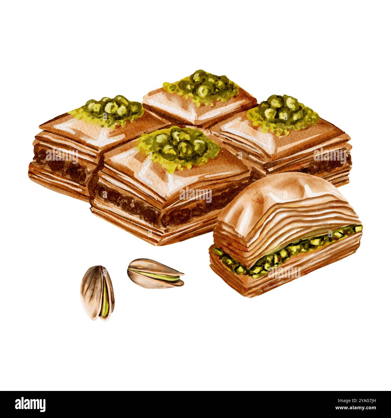 A set of different types of baklava. Turkish delicacy. Sweet dessert ...