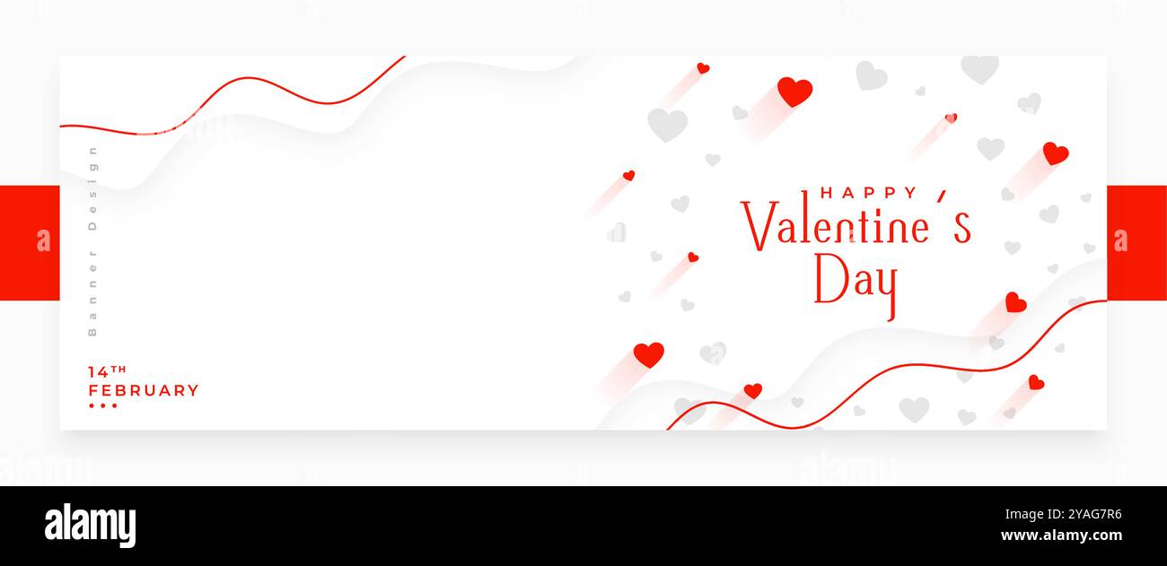 beautiful happy valentine day greeting banner with text space vector ...
