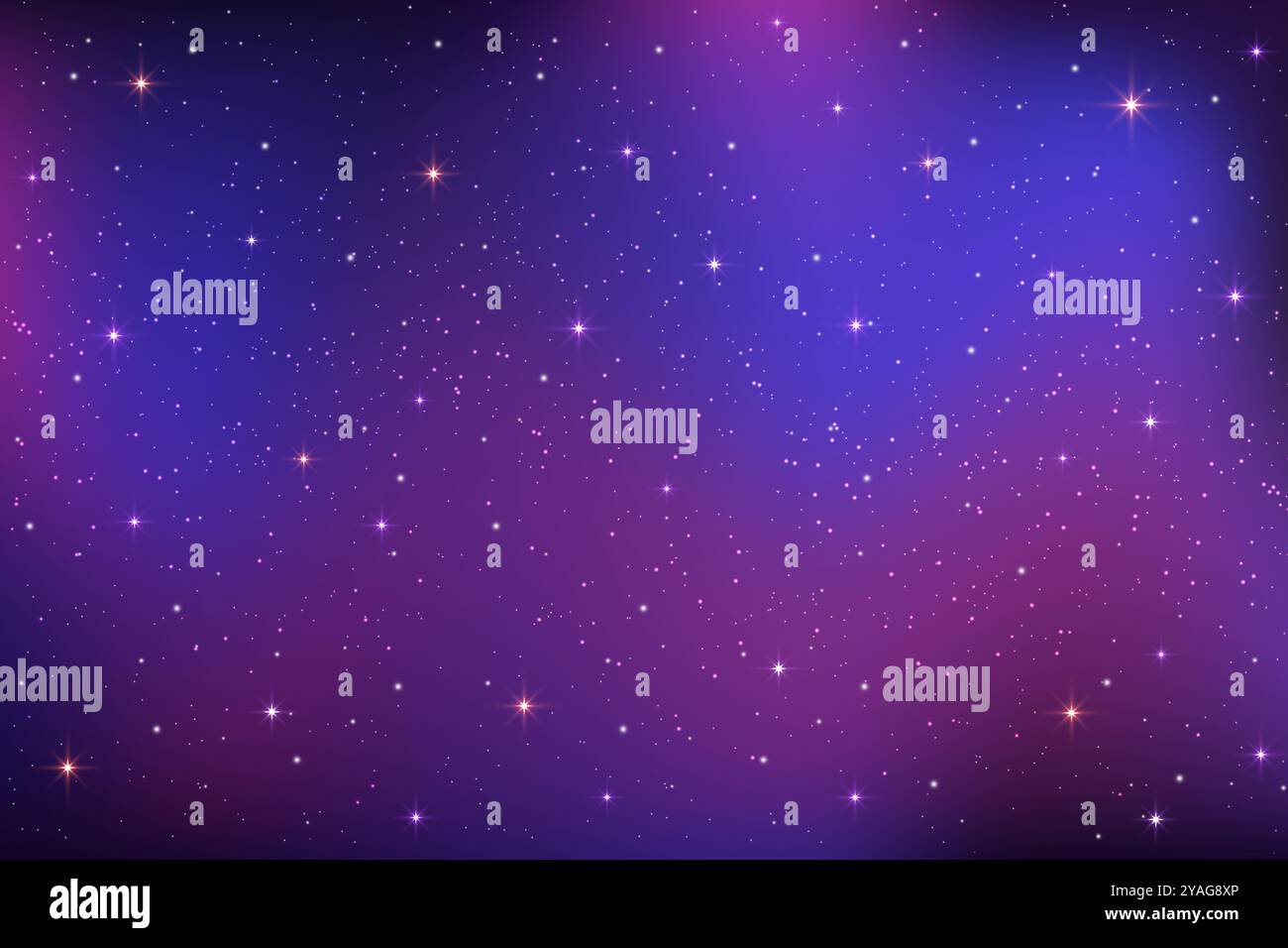 Blue and purple starry sky. Vector space background with magic dark ...