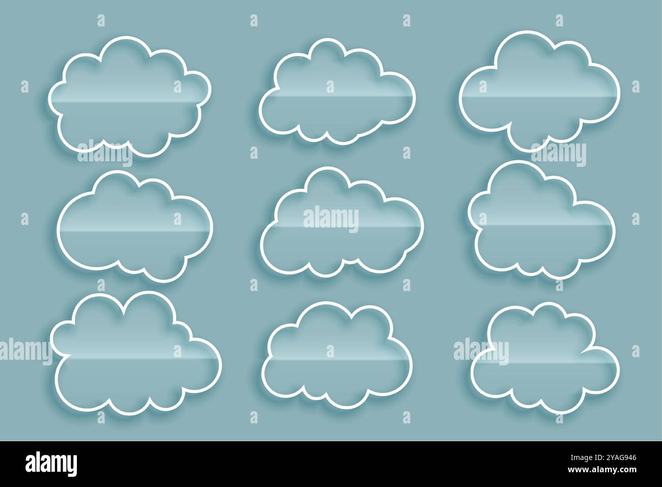 pack of nine clouds element design in line style vector Stock Vector ...
