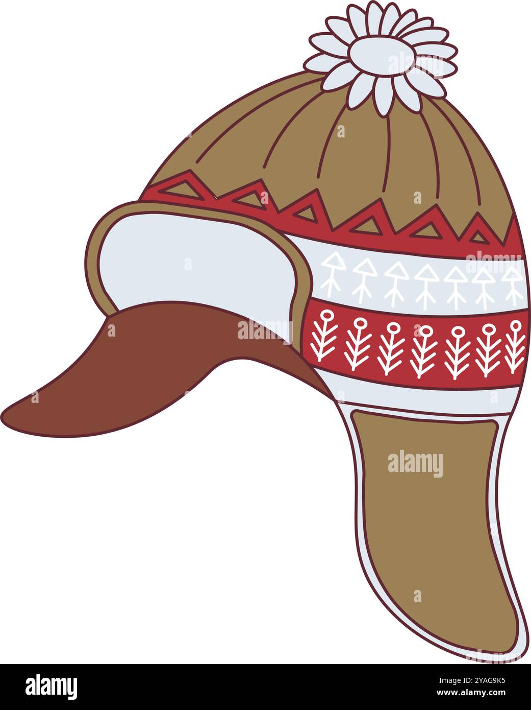 Earflap Hat With Festive Patterns Stock Vector Image & Art - Alamy