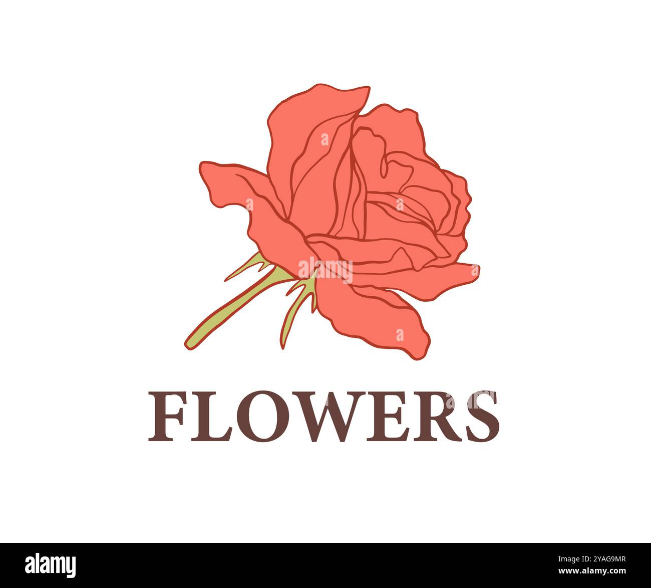 Botany Outline Logo Floral Art Emblem Flower Shop Stock Vector Image ...