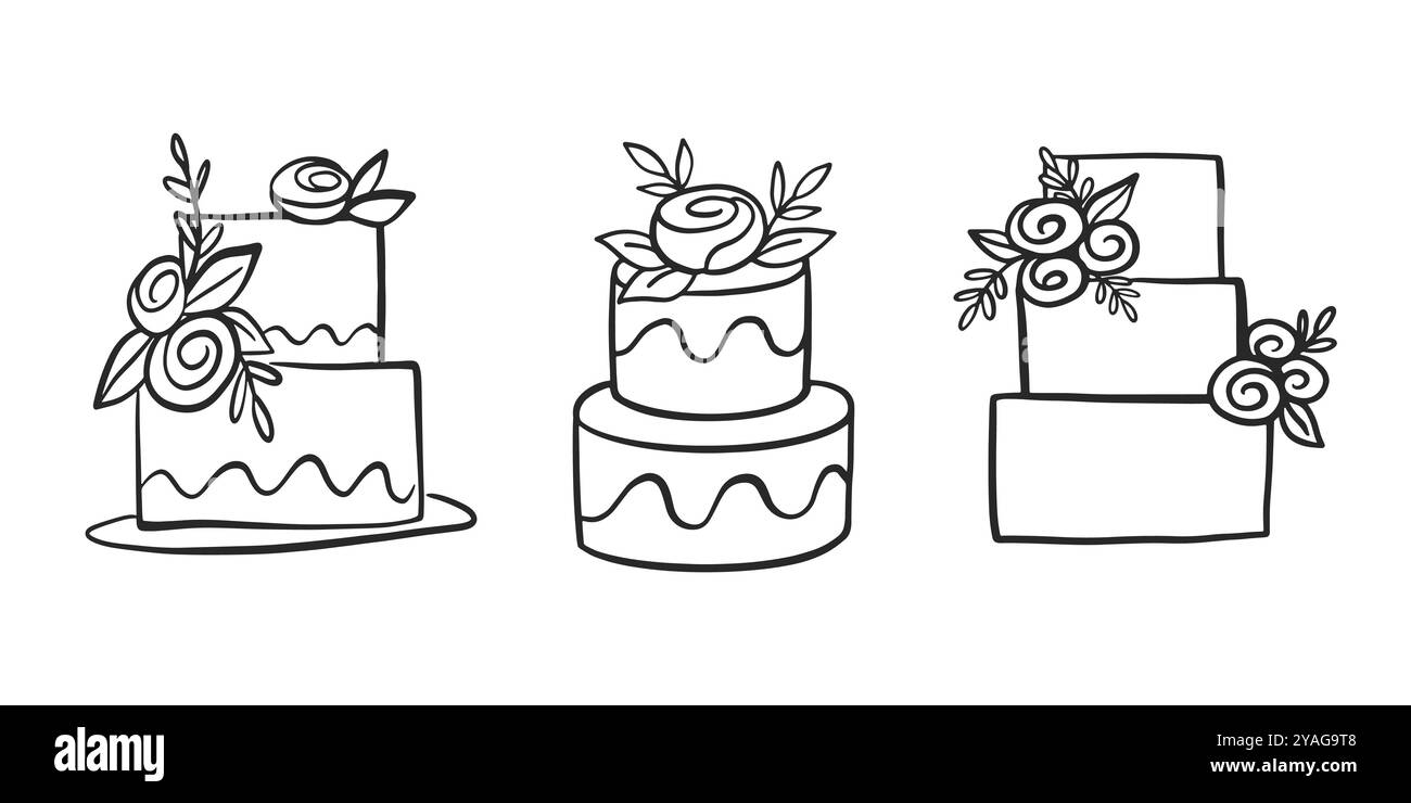 Wedding Cake Decorated Hand Drawn Sketch Stock Vector Image & Art - Alamy