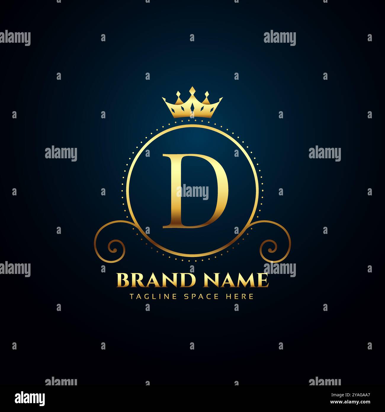 luxurious golden D initial logo background for majestic brand vector ...