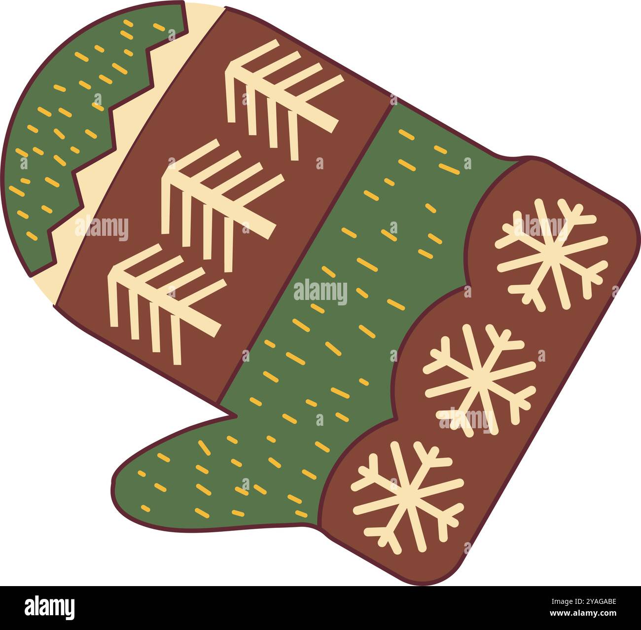 Vintage Winter Mitten Isolated Vector Stock Vector Image & Art - Alamy