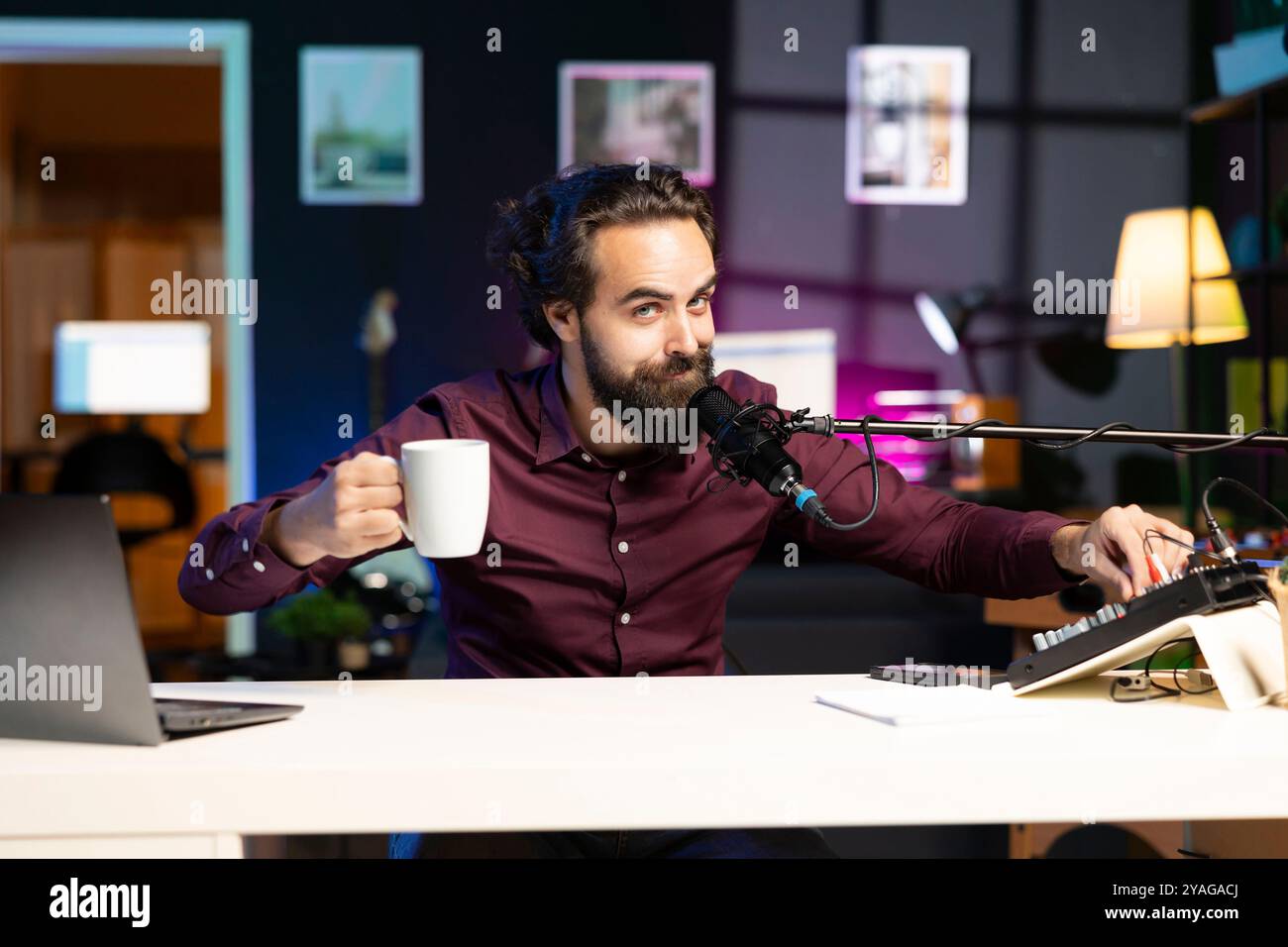 ASMR artist using high tech quality mic in studio to do anti stress ...