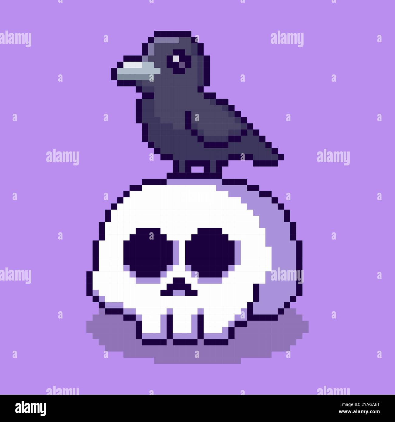 Pixel art Skull with Crow game asset design Stock Vector Image & Art ...