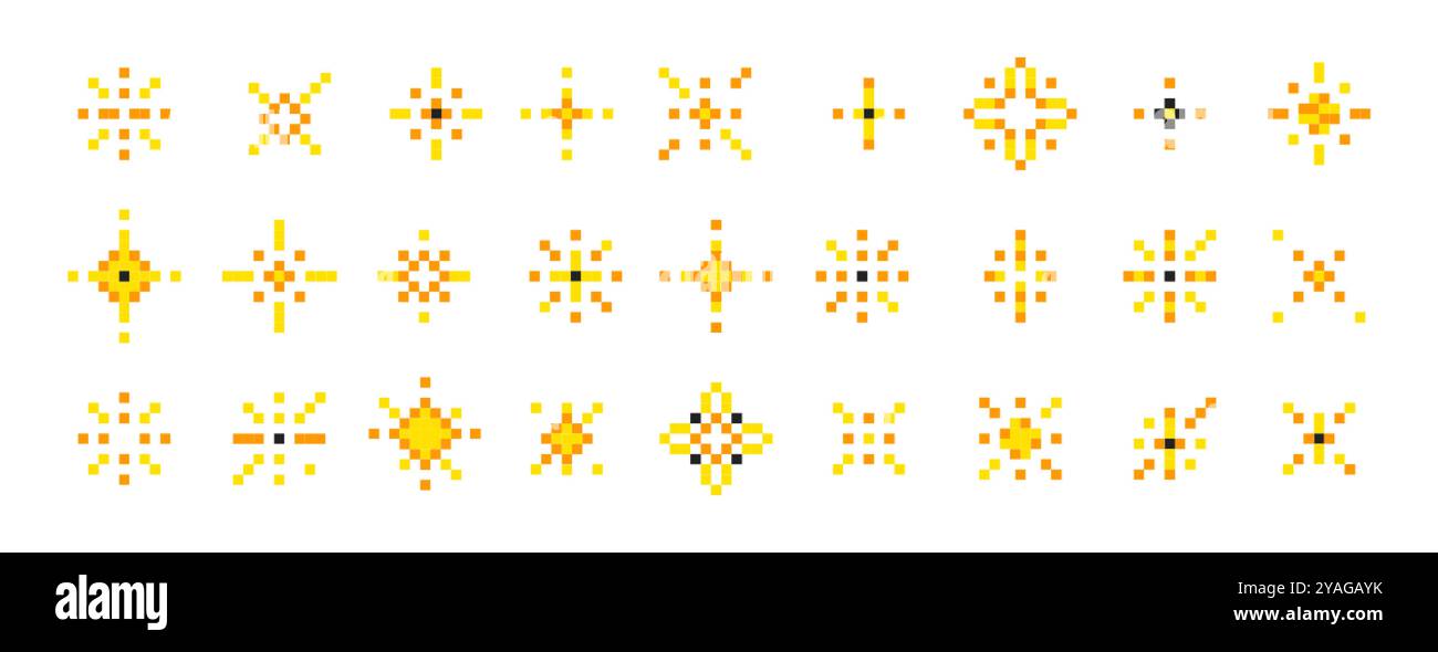Pixel art sparkles stars Cut Out Stock Images & Pictures - Alamy