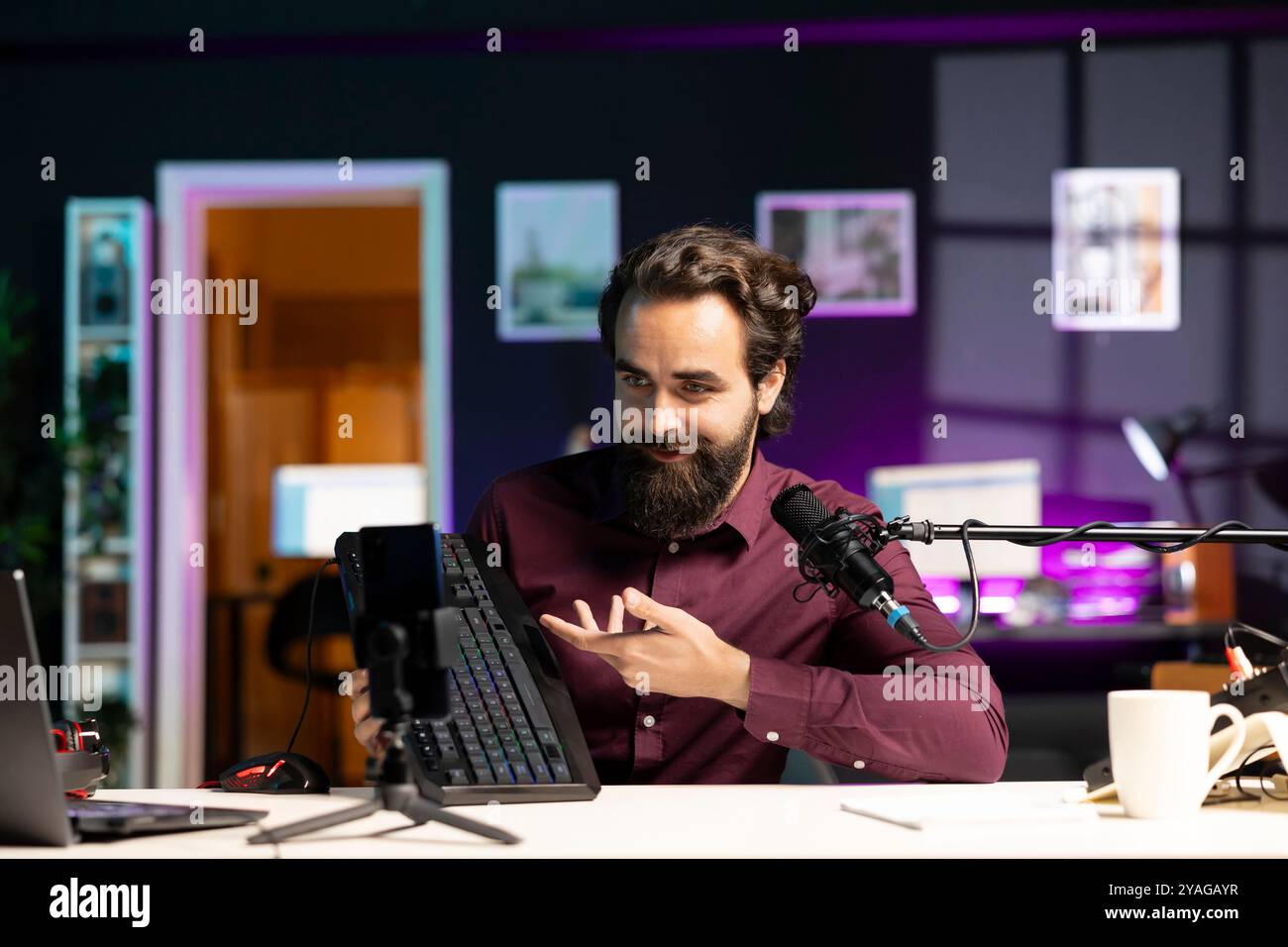 Content creator filming keyboard hi-res stock photography and images ...