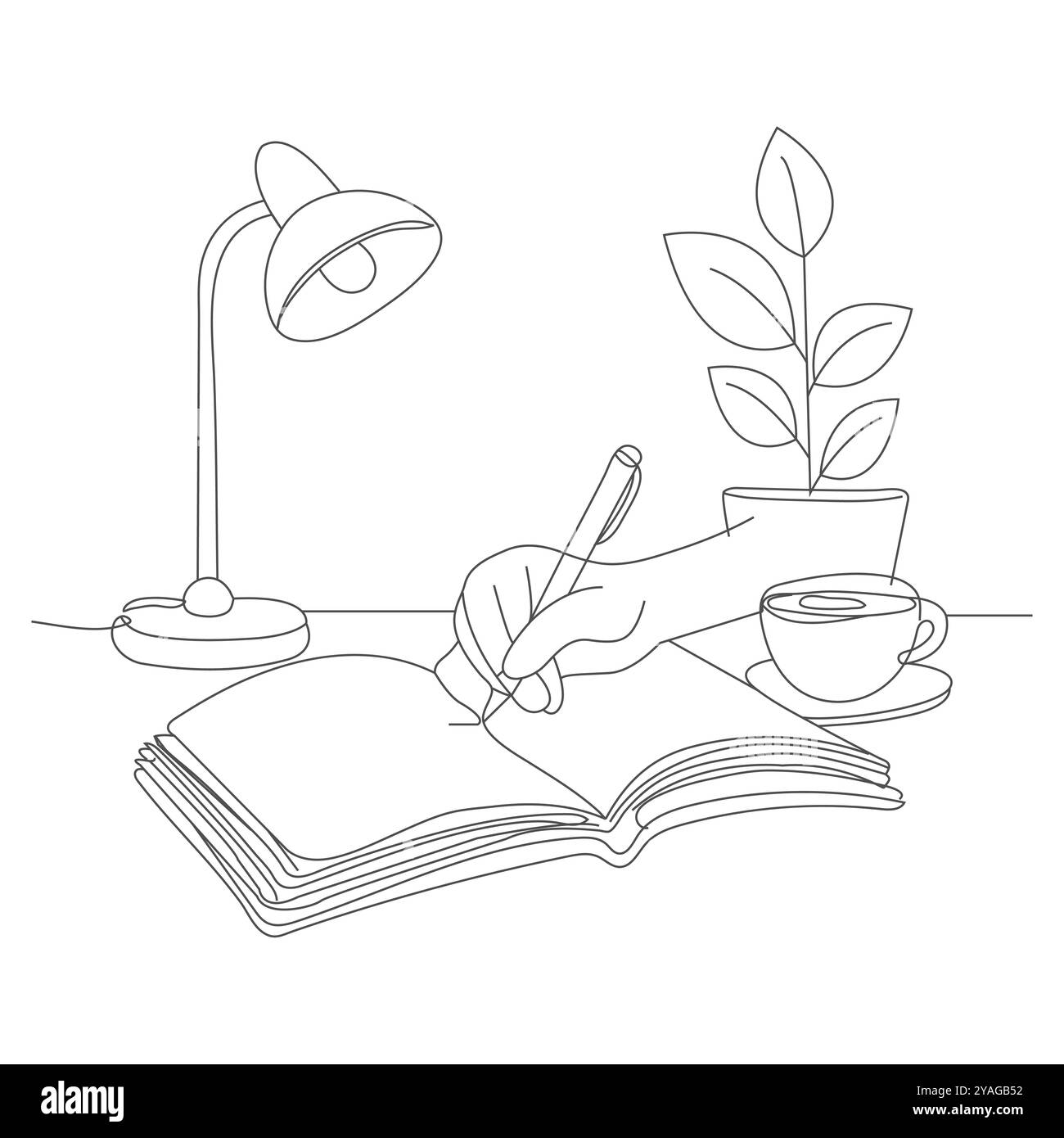 Open notepad pen cup Stock Vector Images - Alamy