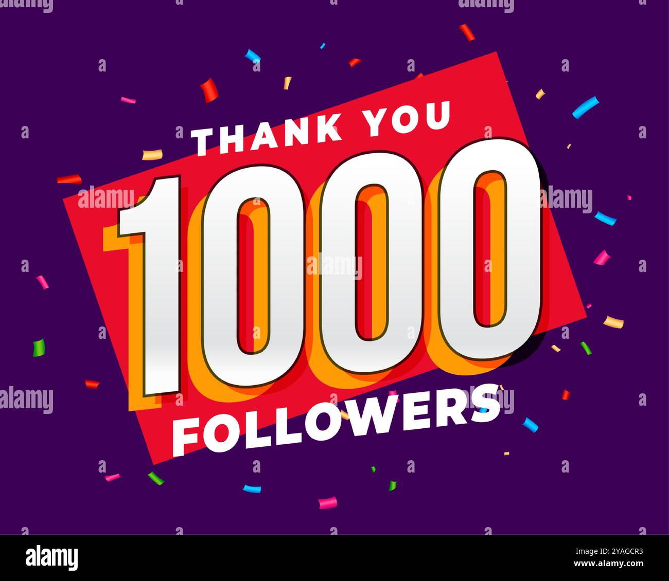 1k social media followers thank you post with colorful confetti design vector Stock Vector Image ...