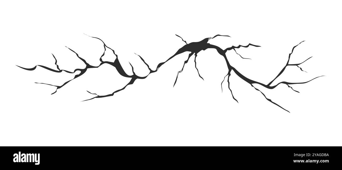 Cracked glass, wall, egg, fissures in ground top view. Concrete ...