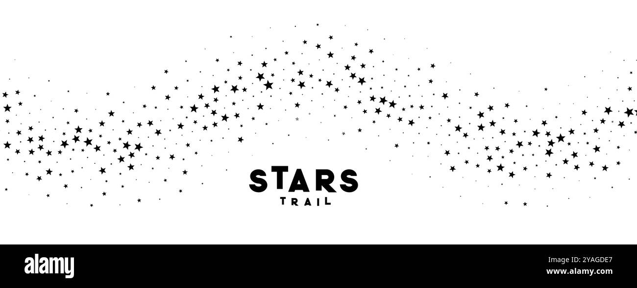 elegant scattered stars wavy trail path white background vector Stock ...
