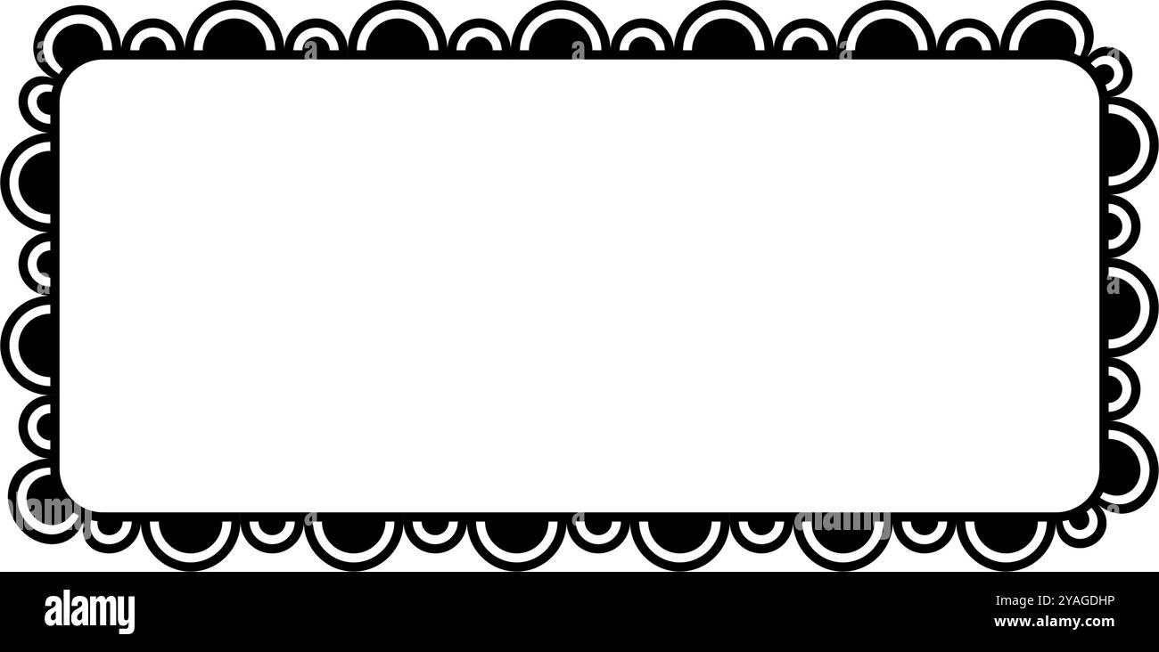 Scalloped edge square frame. Simple rectangle scalloped border. Fabric ...