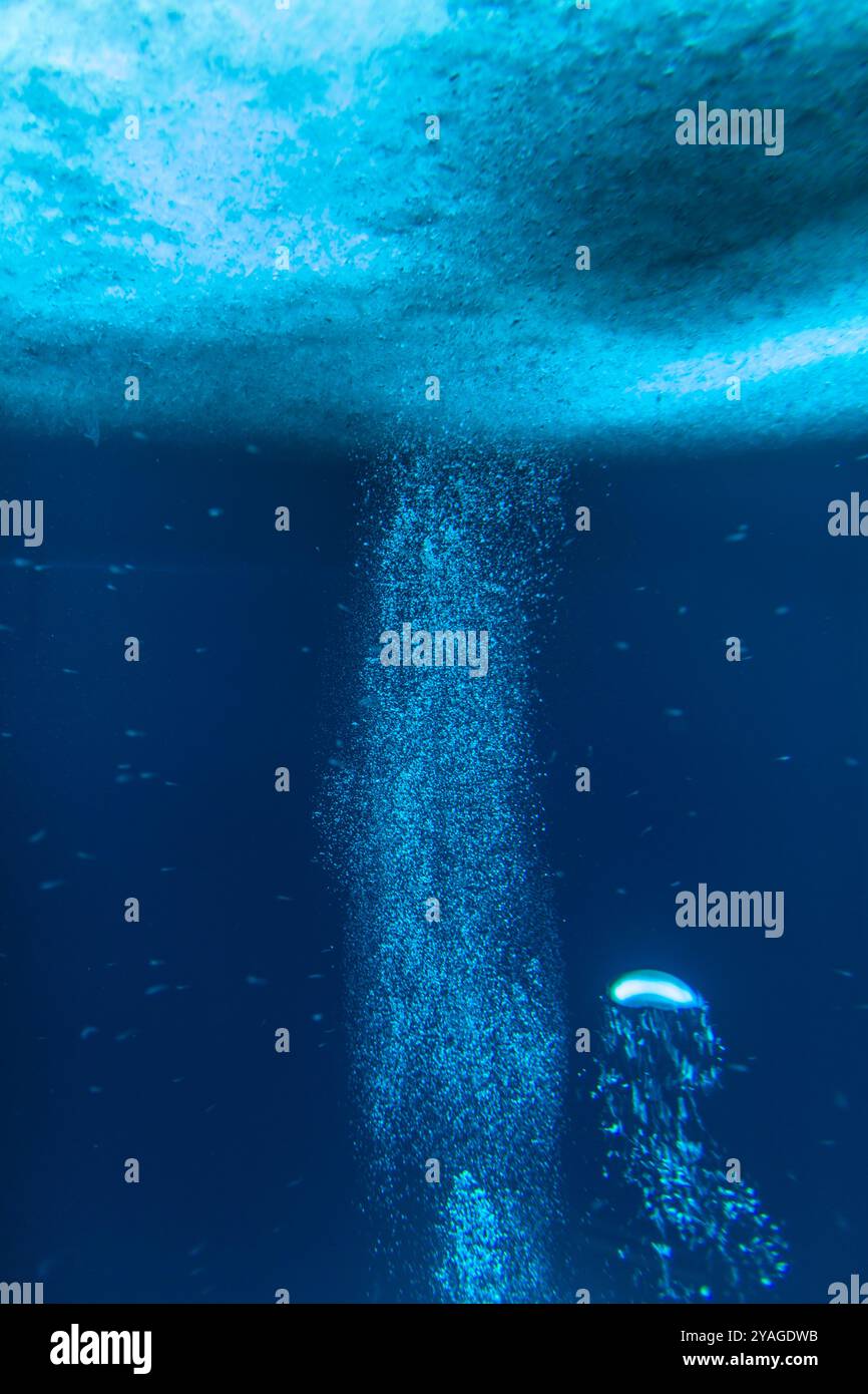 Under the antarctic seasonal ice sheet with scuba air bubbles. McMurdo ...